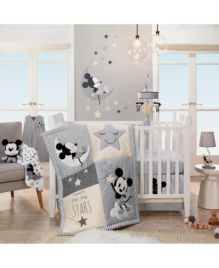 Lambs & Ivy Disney Baby Mickey Mouse Gray/Yellow 4-Piece Crib Bedding ...