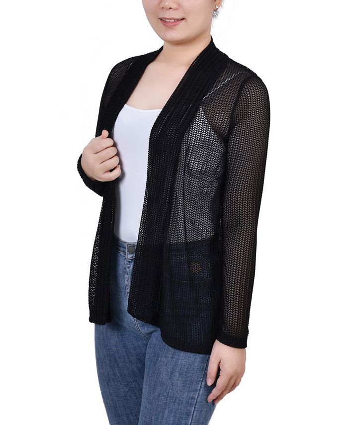NY Collection Women's Open Knit Cardigan - Macy's