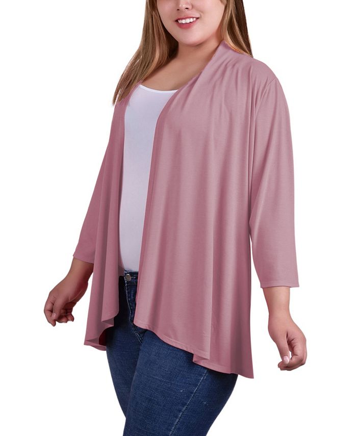 NY Collection Plus Size Draped Open-Front Cardigan Sweater - Macy's
