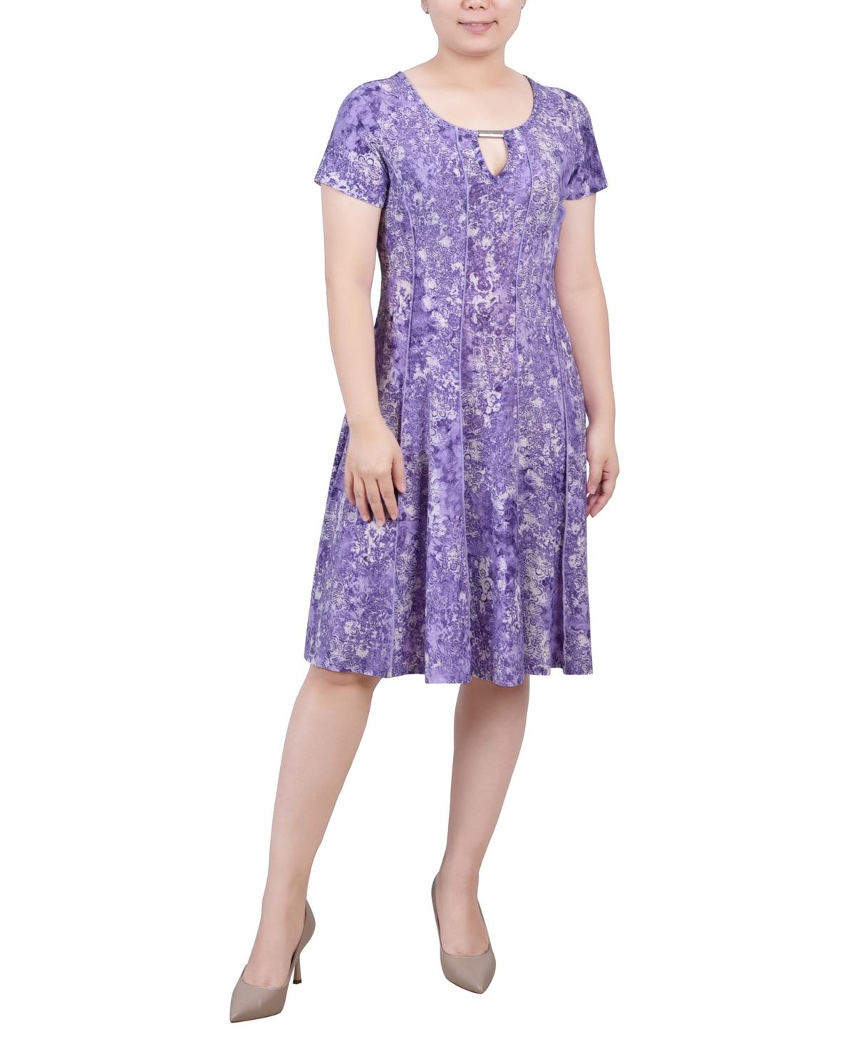 Click here for Ny Collection Womens Short Sleeve Jacquard Knit Se... prices