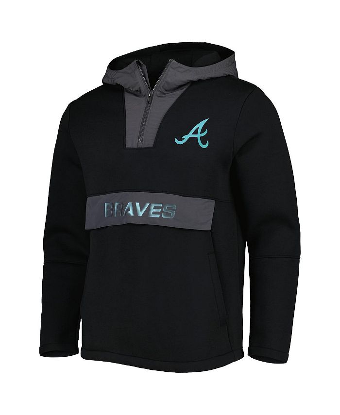 LevelWear Men's Black Atlanta Braves Ruckus Quarter-Zip Hoodie - Macy's