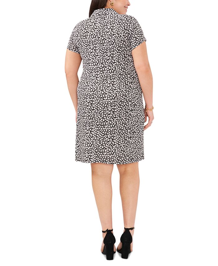 MSK Plus Size Floral-Print Short-Sleeve Shift Dress - Macy's