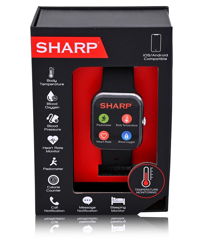 Sharp Unisex Black Silicone Smart Watch 38mm - Macy's