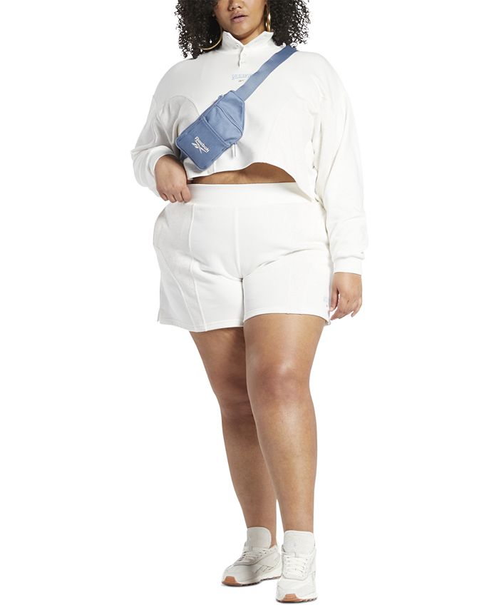Reebok Classics Plus Size Varsity Cotton High Rise Shorts - Macy's