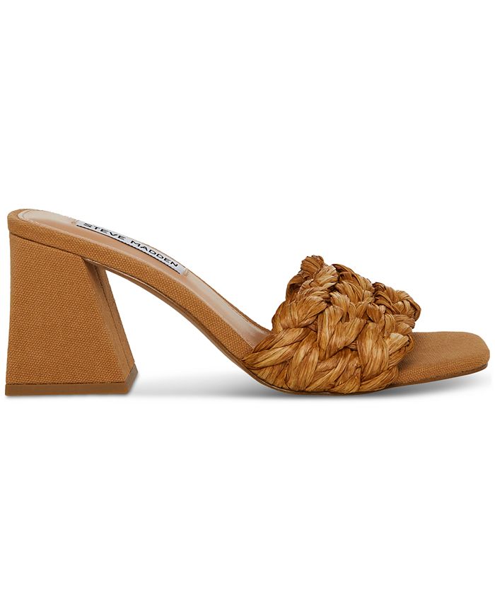 Steve Madden Women's Mylee Raffia Block-Heel Sandals - Macy's