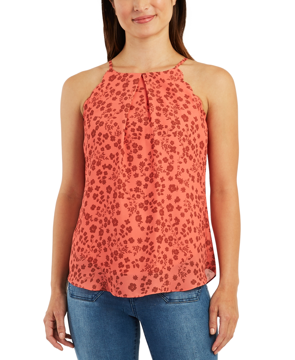 Bcx Juniors' Floral Printed Scallop Tank Top In Pat E | ModeSens