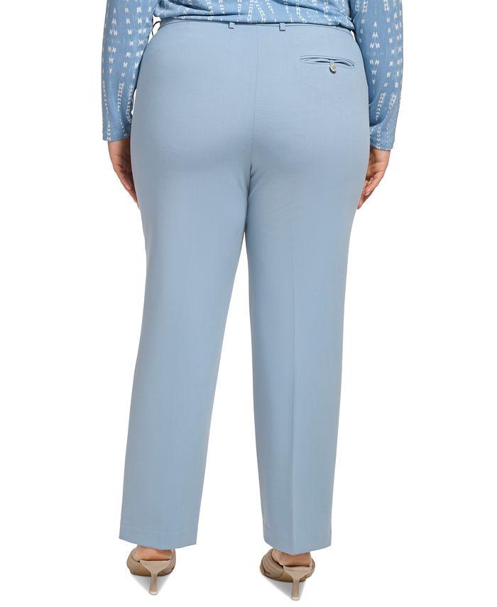 Calvin Klein Plus Size Lux Modern-Fit Straight-Leg Pants - Macy's
