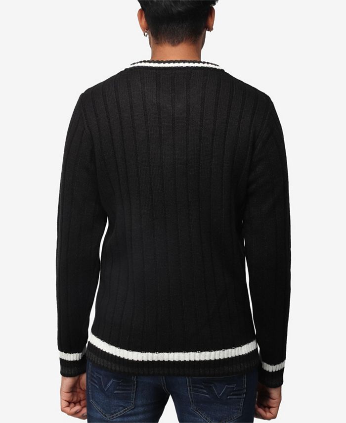 X-Ray Men's Cable Knit Tipped V-Neck Sweater - Macy's