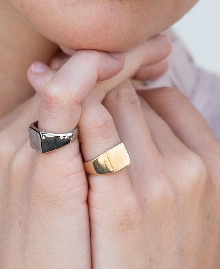 SOKO 24K Gold-Plated Square Signet Pinky Ring - Macy's