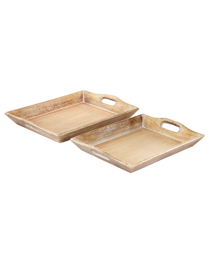 Rosemary Lane Wood Tray, Set of 2, 18", 17" W - Macy's