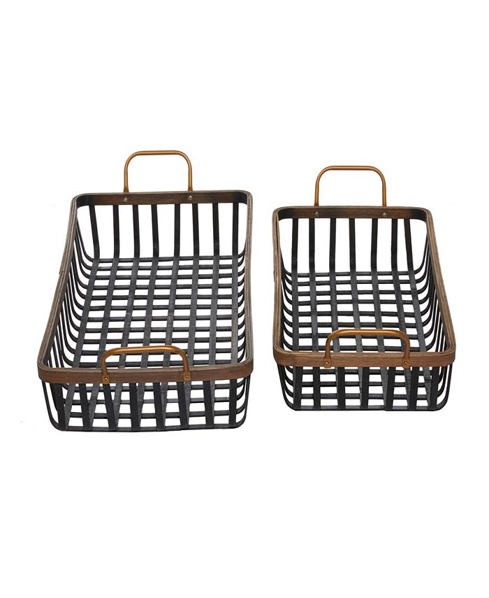 Rosemary Lane Wood Grid Tray, Set of 2, 29", 23" W - Macy's