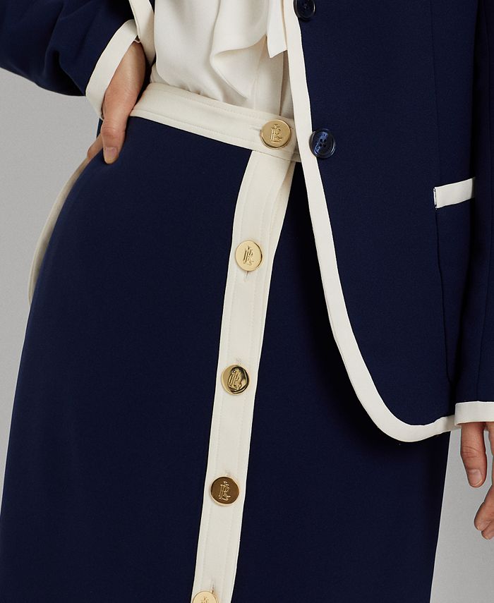 Lauren Ralph Lauren Women's Button-Front Two-Tone Crepe Pencil Skirt - Macy's