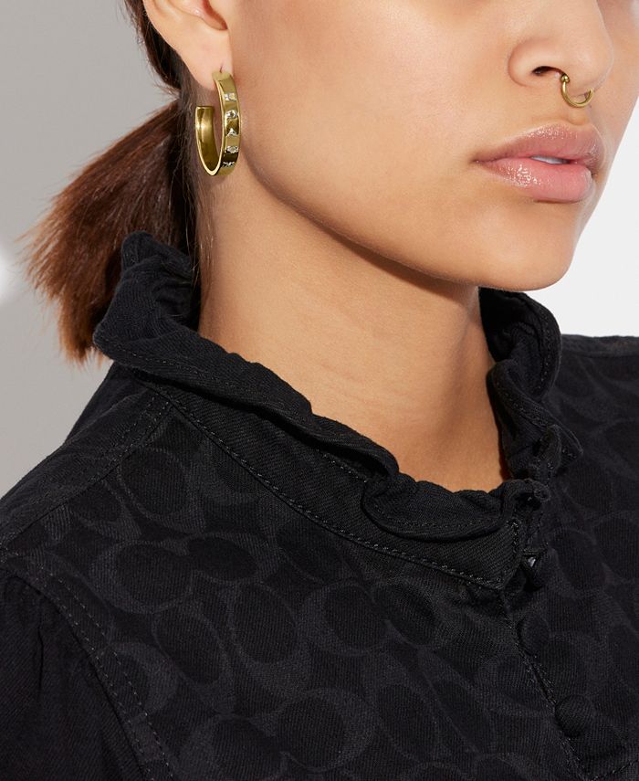 COACH Women's Signature Logo Hoop Earrings - Macy's