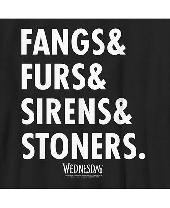 Netflix Boy's Wednesday Fangs & Furs & Sirens & Stoners Child T-Shirt ...