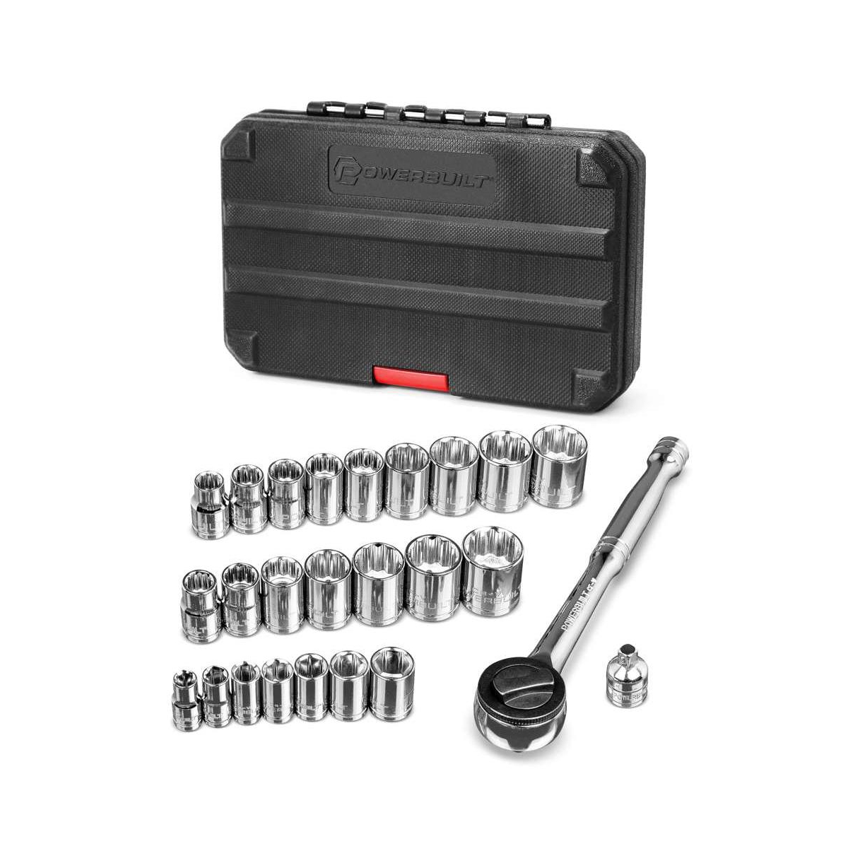 Powerbuilt 26 Piece Socket Set Silver Smart Closet