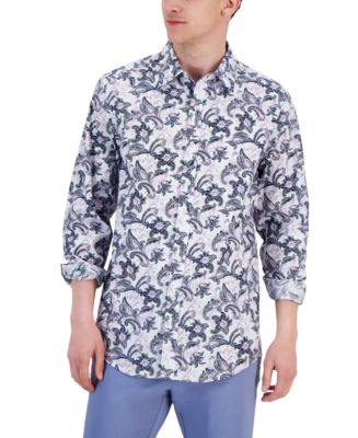 Club Room Men's Elevated Matt Paisley Shirt, Created for Macy's - Macy's