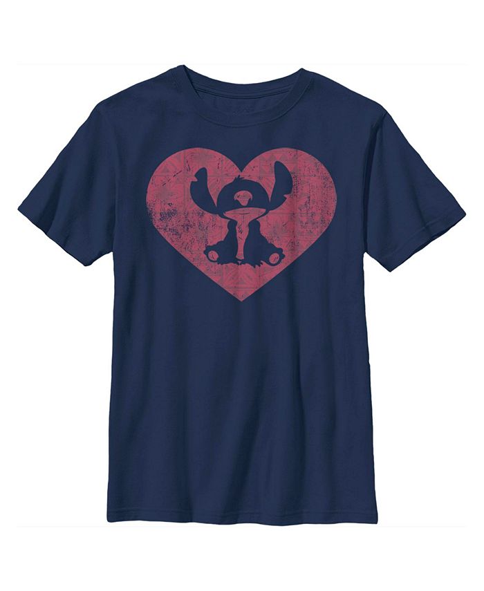 Disney Boy's Lilo & Stitch Valentine's Day Heart Distressed Child T ...