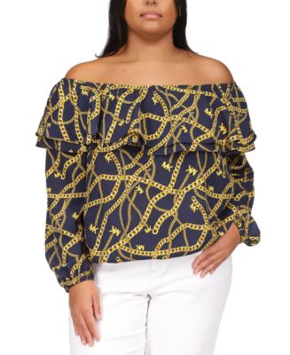 MICHAEL Michael Kors Plus Size Ruffled Off-The-Shoulder Top - Macy's