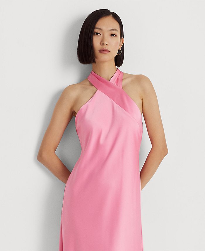Lauren Ralph Lauren Women's Satin Charmeuse Halter Cocktail Dress - Macy's