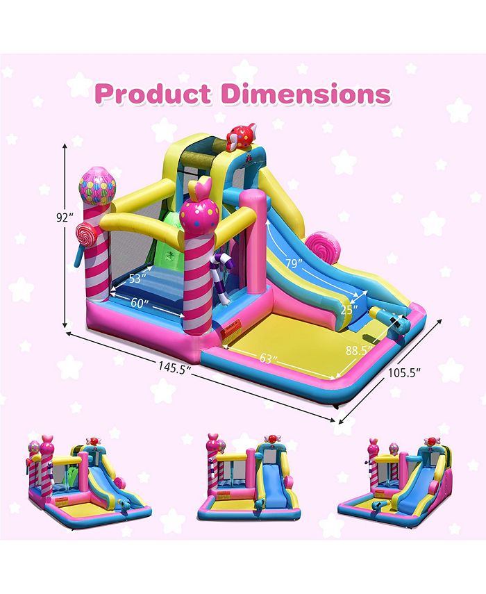 Costway Inflatable Bounce House Sweet Candy Bouncy Castle W/ Water ...