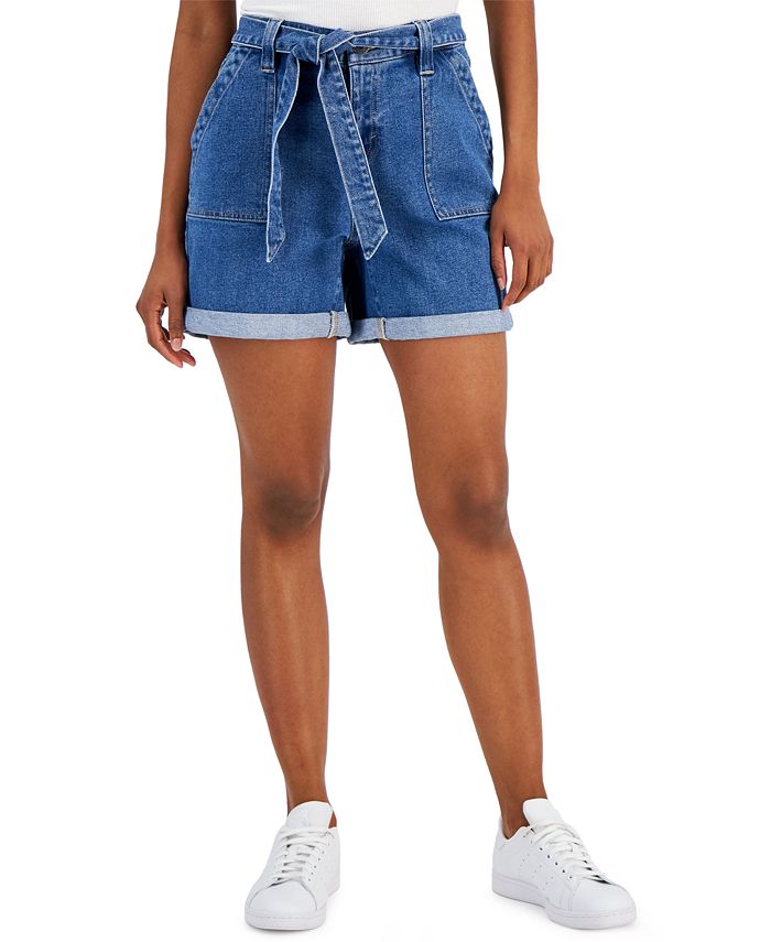 Style & Co Women's Mid-Rise Belted Cuff Shorts, Created for Macy's - Macy's