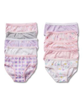 Little Girls 10-Pack Printed and Solid Cotton Briefs with Picot Trim ...