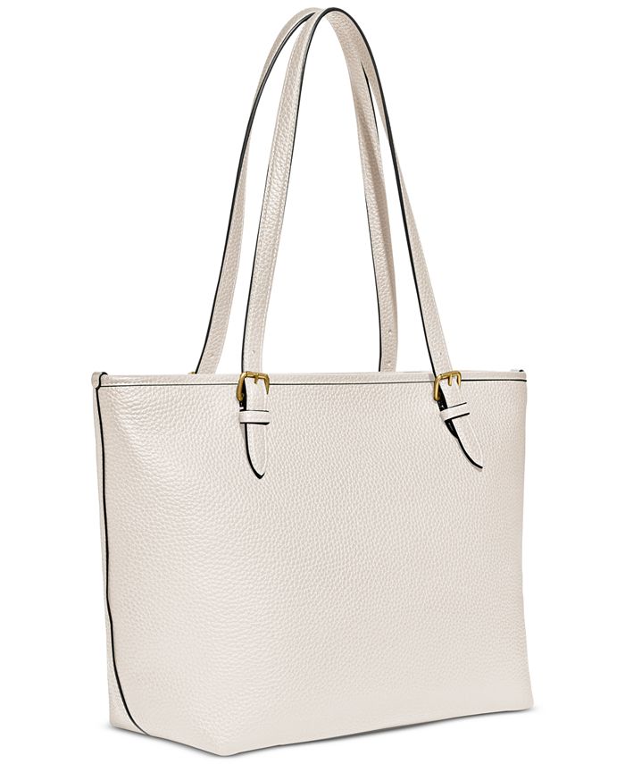 COACH Polished Pebble Leather Taylor Tote with C Dangle Charm - Macy's