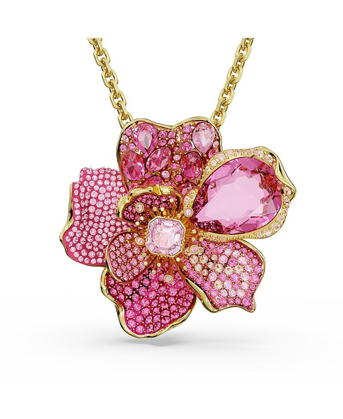 Swarovski Crystal Pave Flower Florere Pendant Necklace And Brooch - Macy's