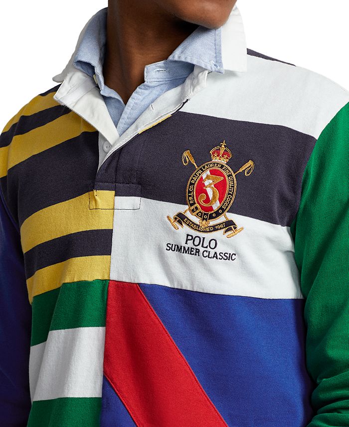 Polo Ralph Lauren Men's Classic-Fit Patchwork Jersey Rugby Shirt - Macy's