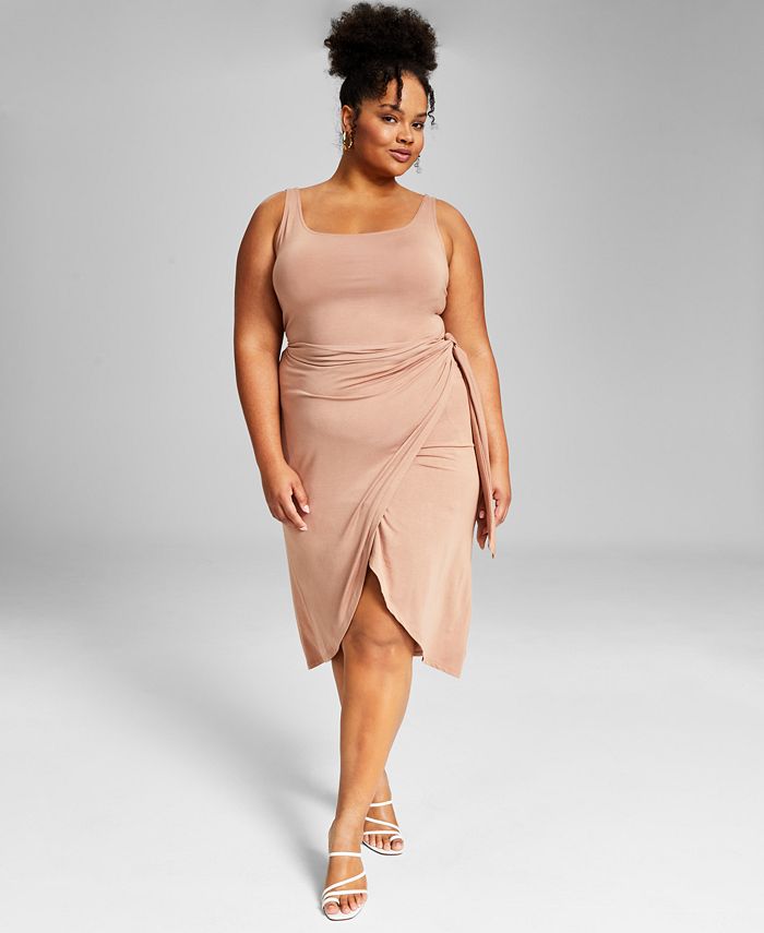 And Now This Trendy Plus Size Side-Tie Midi Dress - Macy's