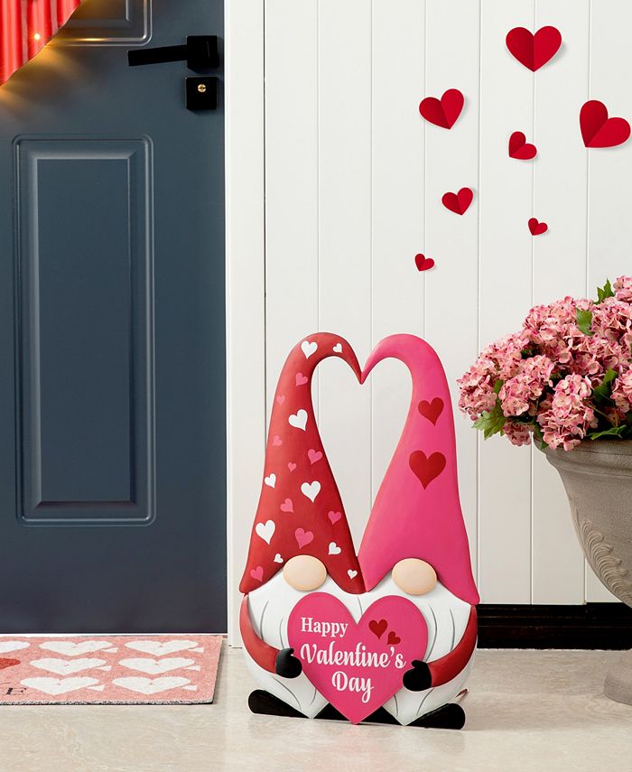 Glitzhome 30" H Valentine's Metal Gnome Couple Yard Stake Knock-Down ...