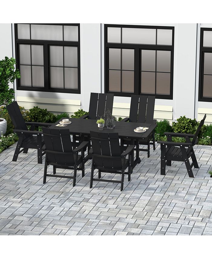 WestinTrends 7 Piece Outdoor Patio Dining Table and Modern Adirondack ...