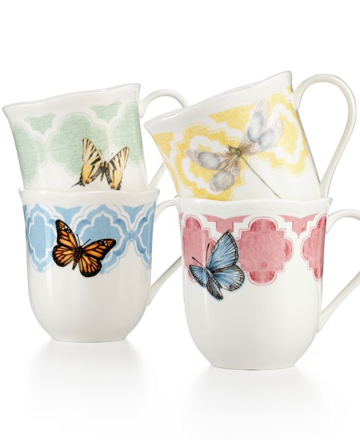 Lenox Butterfly Meadow Trellis Set of 4 Dessert Mugs - Macy's