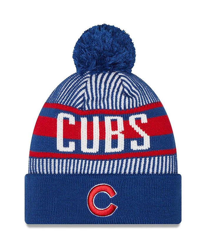 New Era Men's Royal Chicago Cubs Striped Cuffed Knit Hat with Pom - Macy's