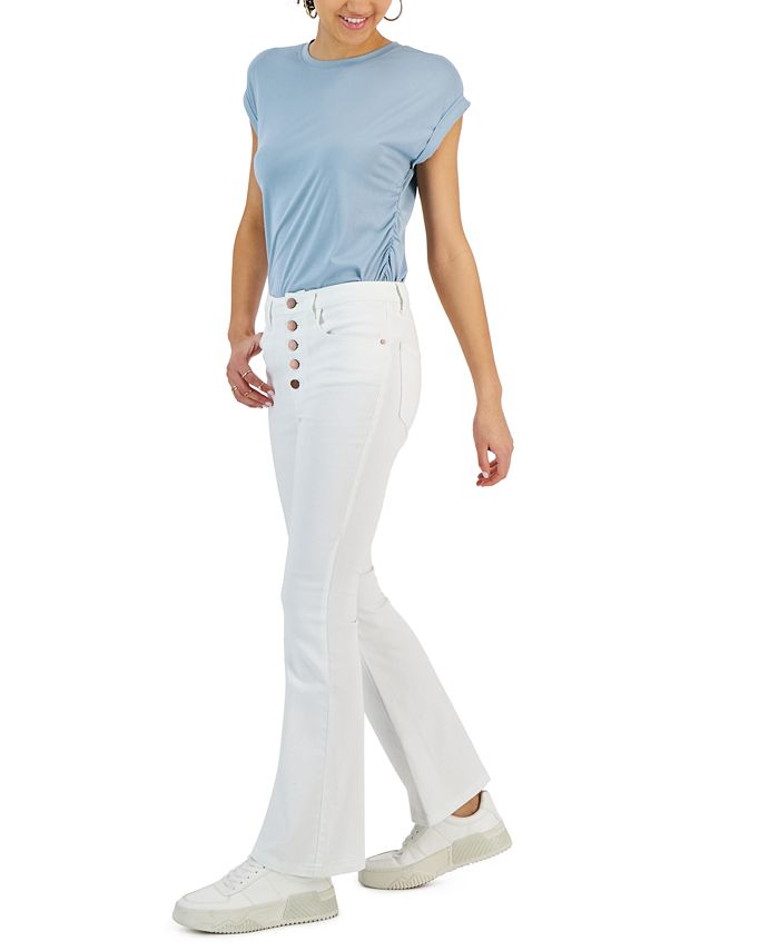Tinseltown Juniors' High Rise Button-Fly Flared-Leg Jeans, Created for ...