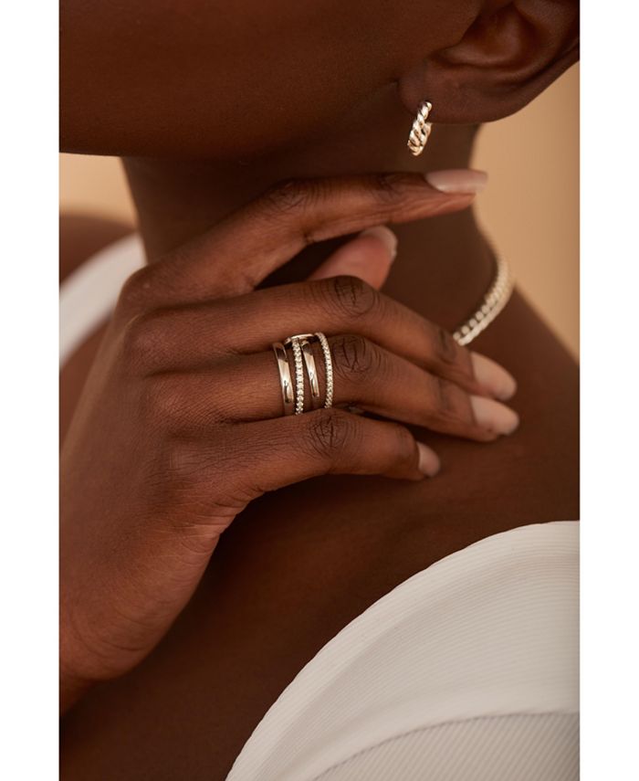 OMA THE LABEL Stackable Roseline Ring in White Gold-Plated Brass - Macy's
