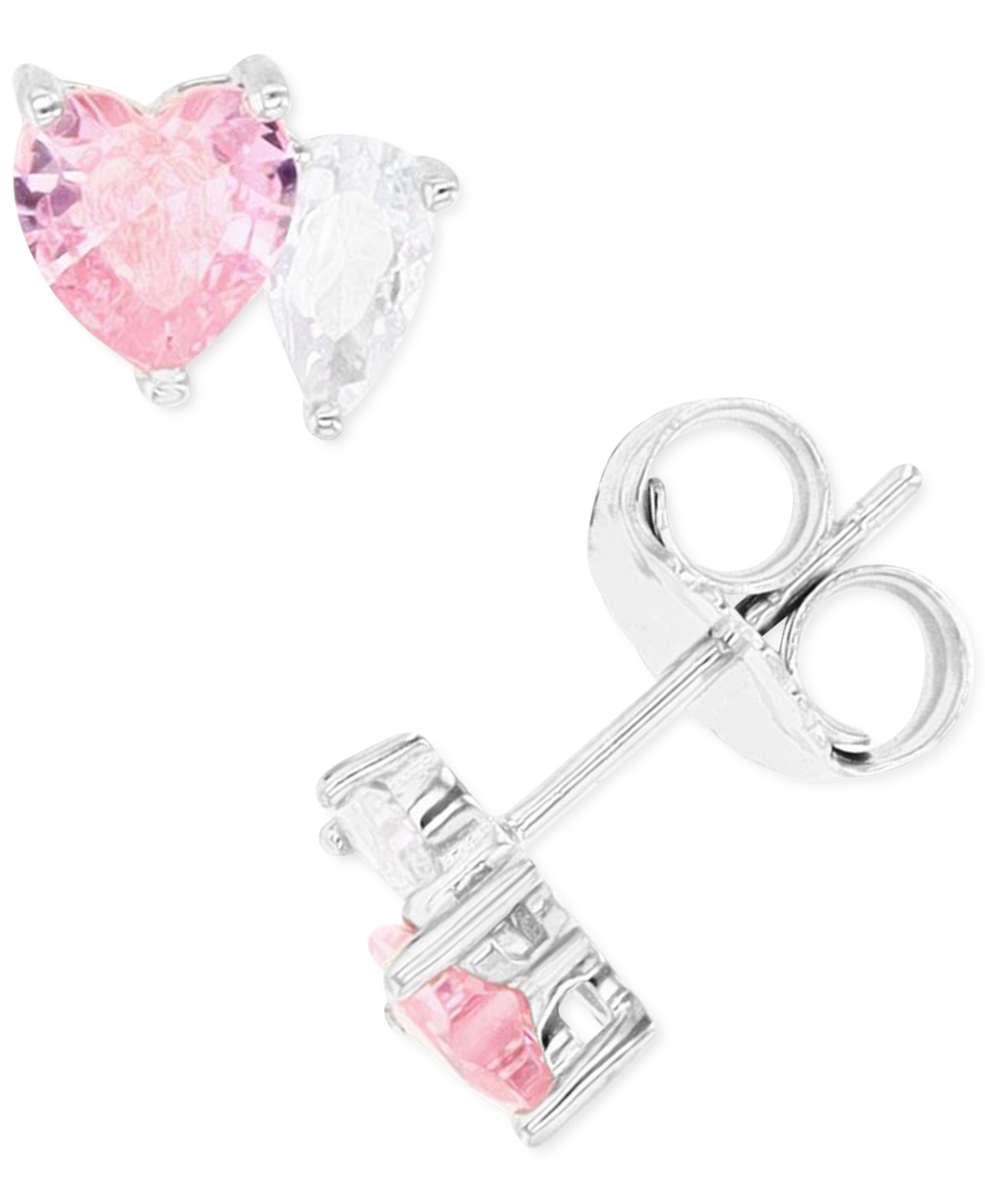 Click here for Pink and White Cubic Zirconia Stud Earrings in Ste... prices