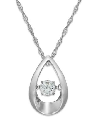 Twinkling Diamond Star Diamond Open Teardrop Pendant Necklace in 10k ...