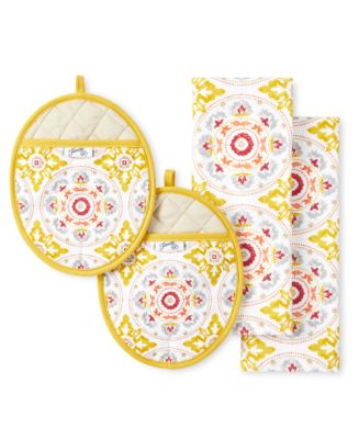 Fiesta Positano Tile 4pk Set (2 kitchen towels & 2 Pot holders) - Macy's