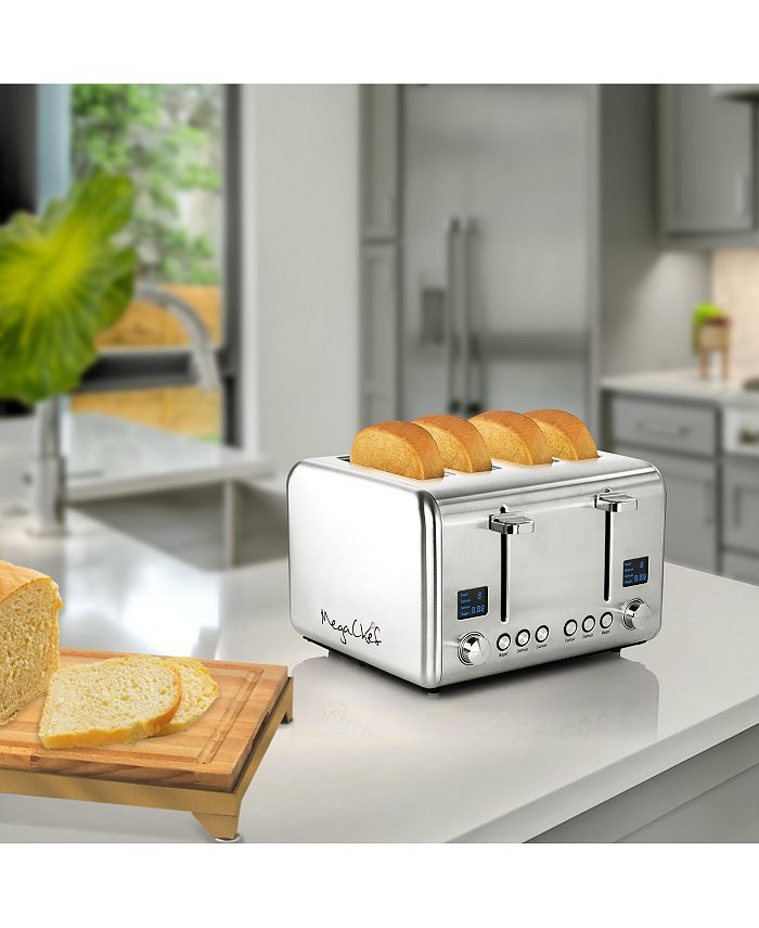 MegaChef 4 Slice Toaster in Stainless Steel with Digital Display - Macy's