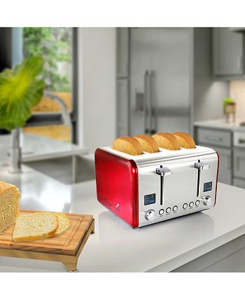 MegaChef 4 Slice Toaster in Stainless Steel with Digital Display - Macy's
