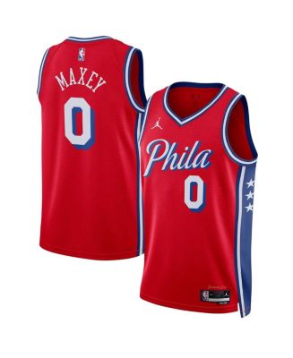 Men's Jordan Tyrese Maxey Red Philadelphia 76ers Statement Edition ...