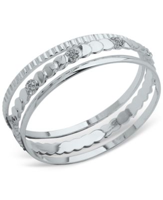 Anne Klein Silver-Tone Crystal Bangle Bracelet Set - Macy's