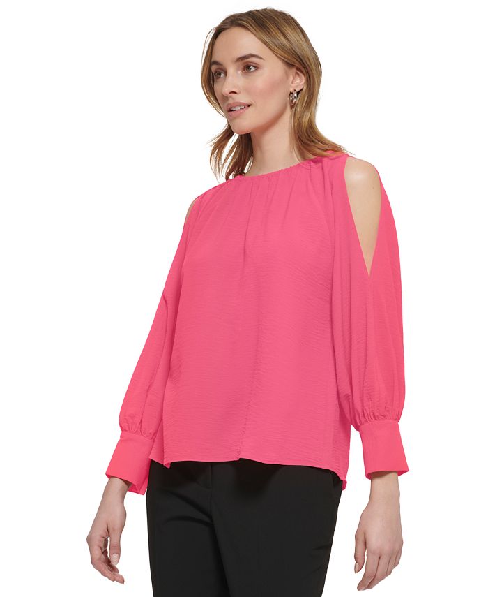 Calvin Klein Women's Long Sleeve Cold Shoulder Blouse - Macy's
