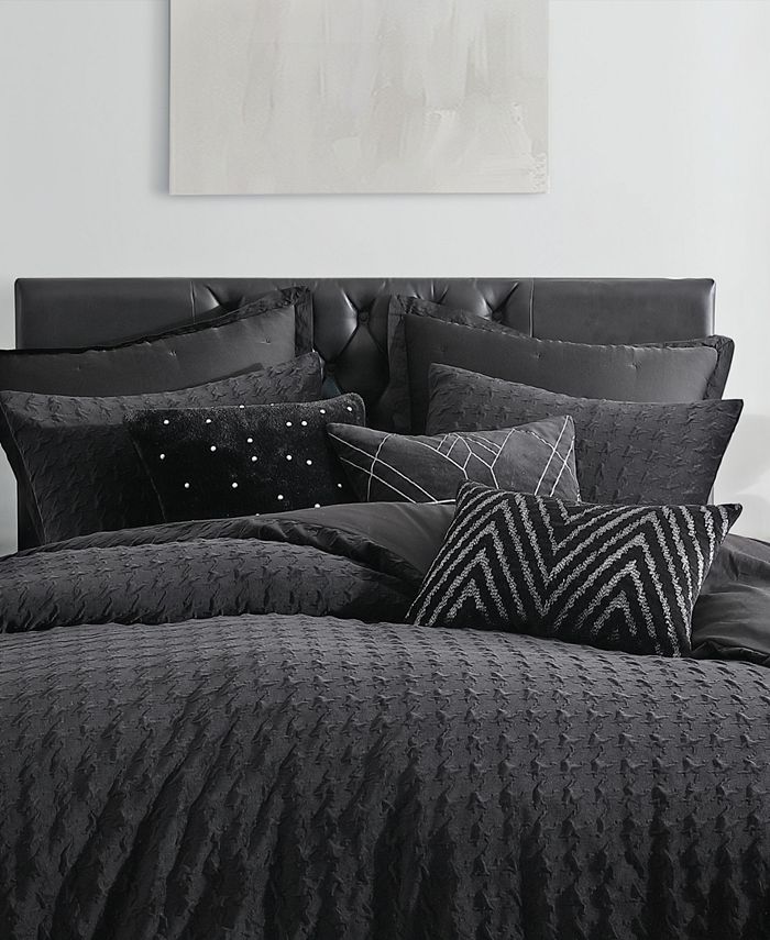 KARL LAGERFELD PARIS Velvet Houndstooth 3 Piece Comforter Set, Full ...