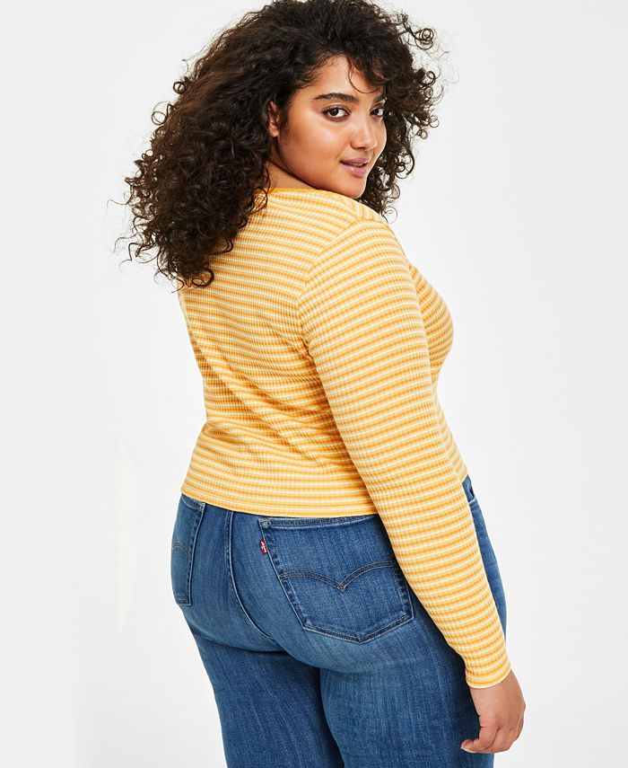 Levi's Trendy Plus Size Britt Long-Sleeve Snap-Front Top - Macy's
