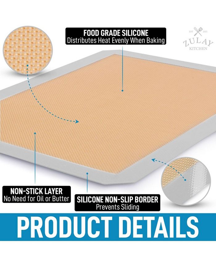 Zulay Kitchen Set of 2 Reusable Non-Stick Silicone Baking Mat Sheet ...