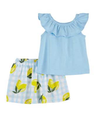 Carter's Baby Girls Flutter Top and Lemon Skort, 2 Piece Set - Macy's