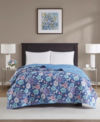 Home Design Eloise Floral Quilt, King, Created for Macy's - Macy's