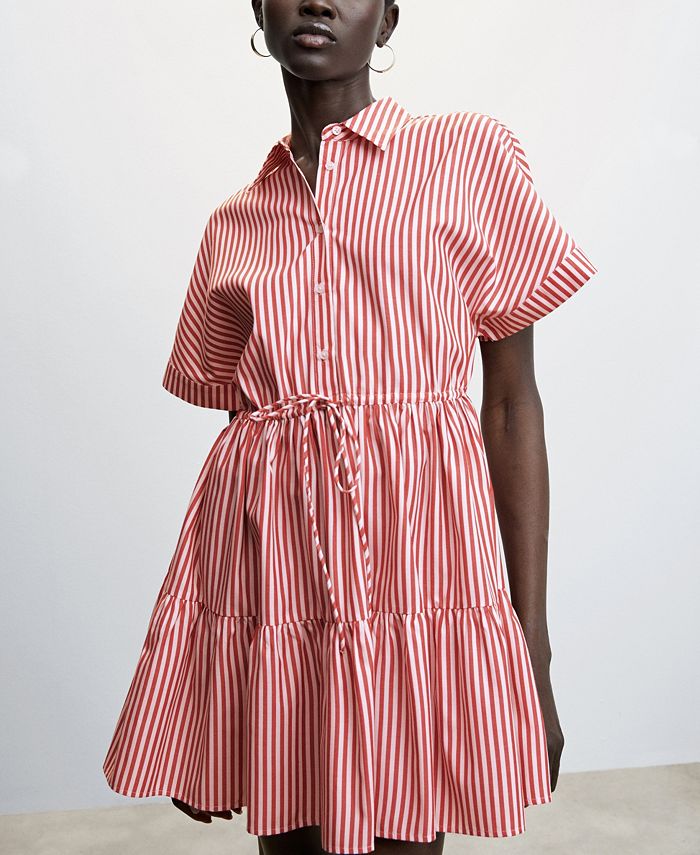 MANGO Women's Striped Ruffle Dress - Macy's